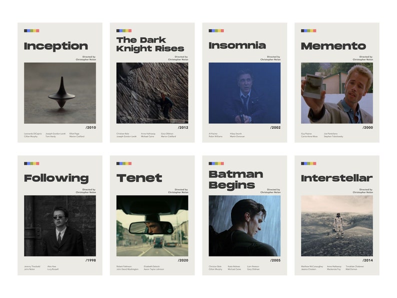 8 Christopher Nolan Posters Digital Download / Vintage Movie - Etsy