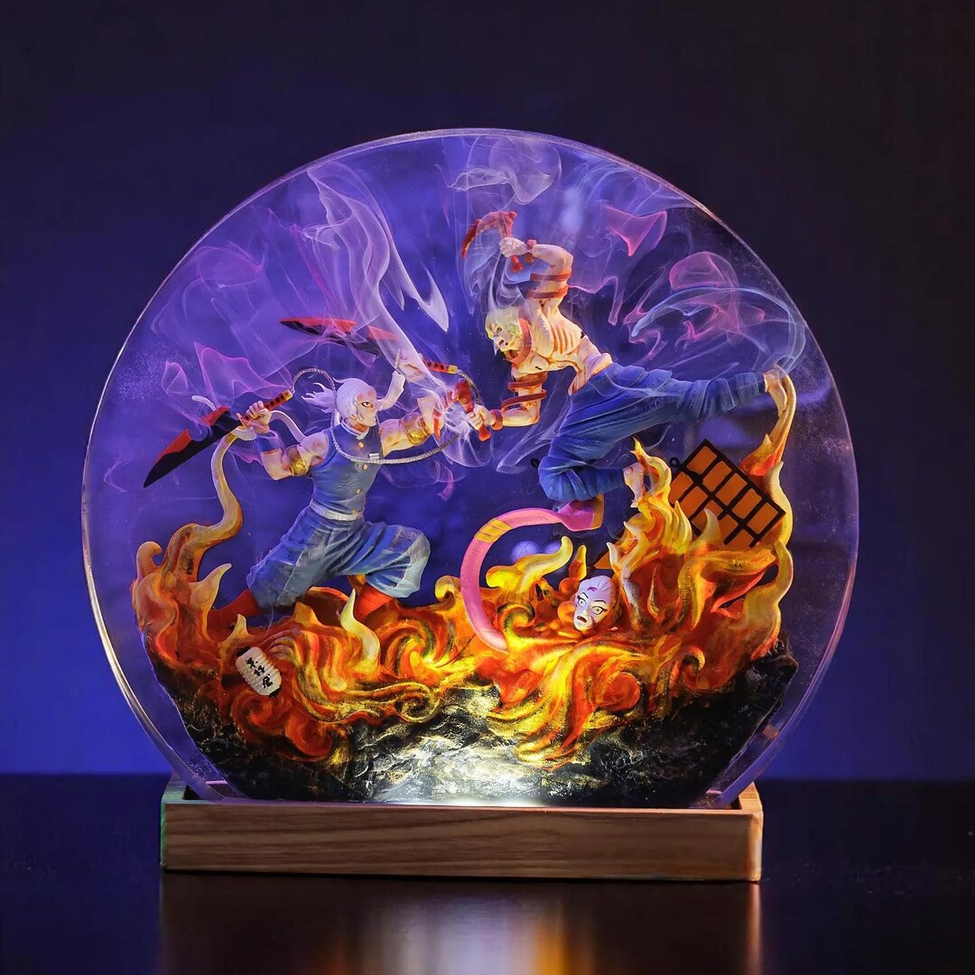 Uzui Tengen Vs Gyutaro Demon Slayer Resin Lamp LED Resin Epoxy Night ...