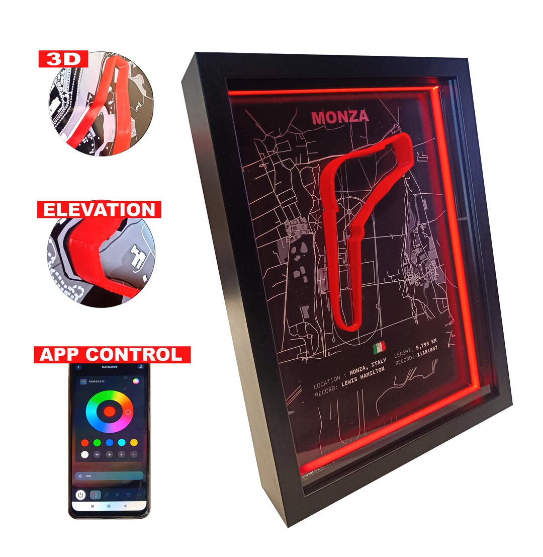 F1 Gift, Monza Circuit Map Led, Monza Racing Track, Monza Formula 1 ...