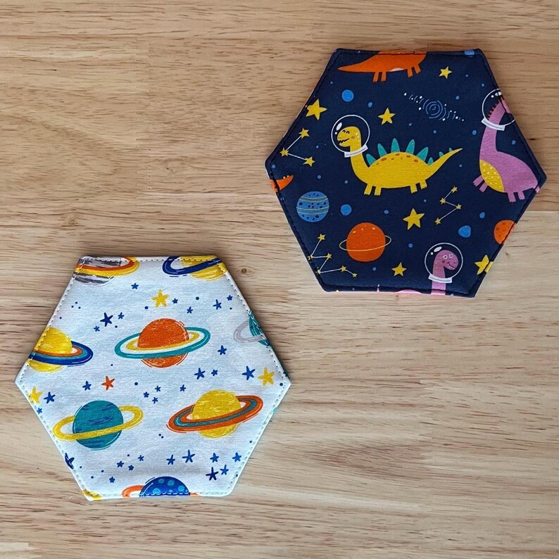 Dino Astronaut Space Kids' Hexagon Coasters, Dinosaur Astronauts ...