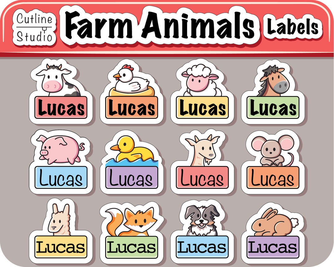 Customizable Farm Animals Tags Daycare Labels Personalized - Etsy