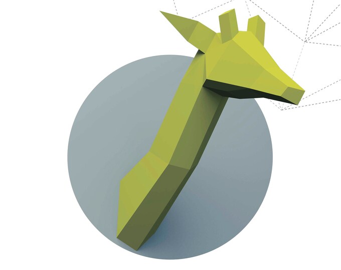 Papercraft 3d SMALL GIRAFFE HEAD Paper Sculpture Diy Gift Low Poly Home ...
