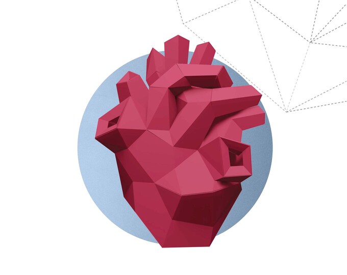Papercraft 3D REAL ANATOMICAL HEART Pepakura Pdf Template Low Polygonal ...