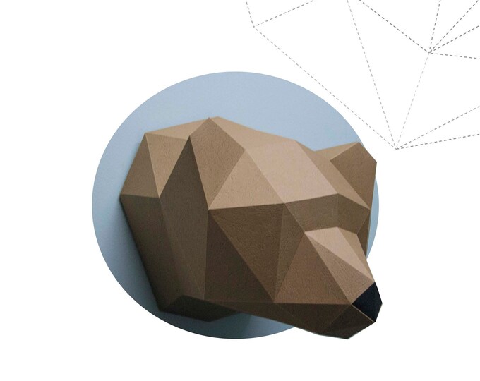 Papercraft 3D SIMPLE BEAR HEAD Pepakura Pdf Template Low Polygonal ...