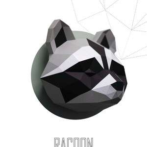 Papercraft 3D RACCOON HEAD Pepakura Low Poly Paper Sculpture DIY Gift ...