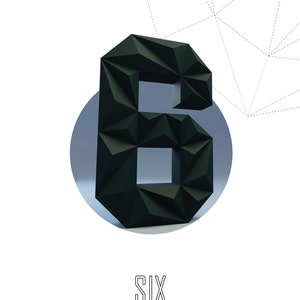 Papercraft 3D SIX 6 NUMBER Birthday Party Decor Pepakura Low Poly Paper ...