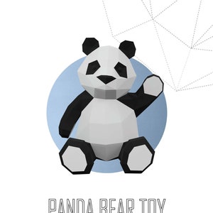 Papercraft 3D PANDA BEAR TOY Figure Pepakura Low Poly Paper Sculpture ...