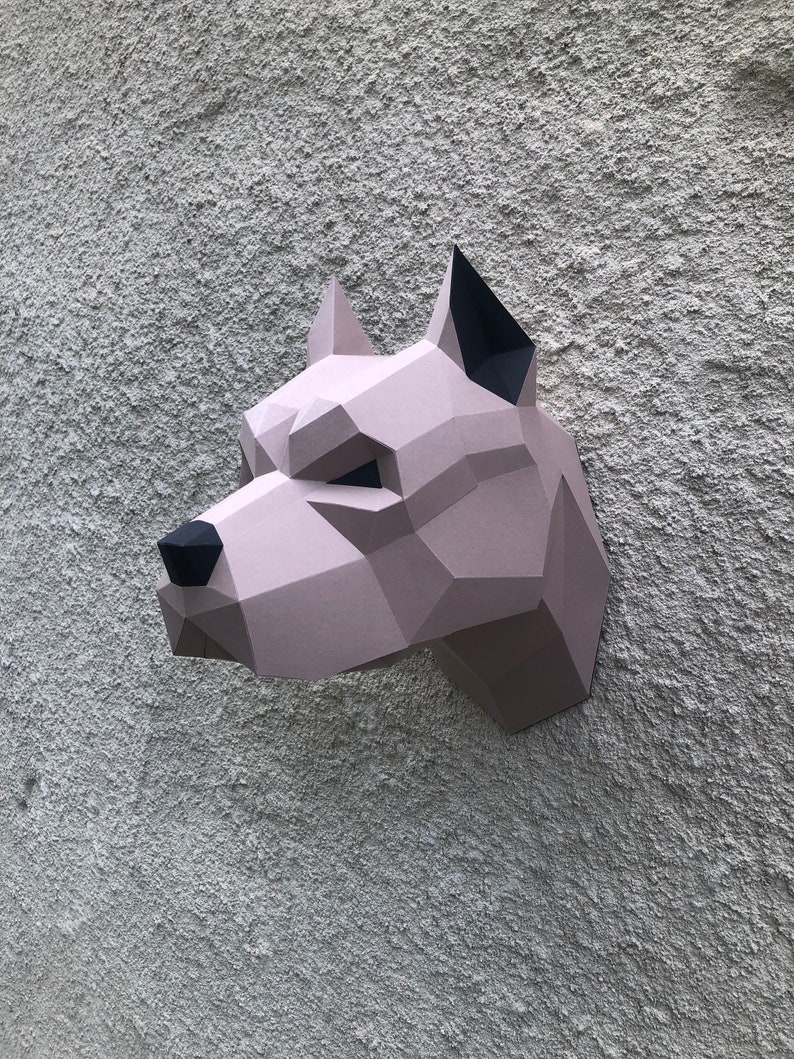 Papercraft 3d PITBULL DOG HEAD Low Poly Paper Sculpture Diy - Etsy Canada