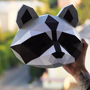 Papercraft 3D RACCOON HEAD Pepakura Low Poly Paper Sculpture DIY Gift ...