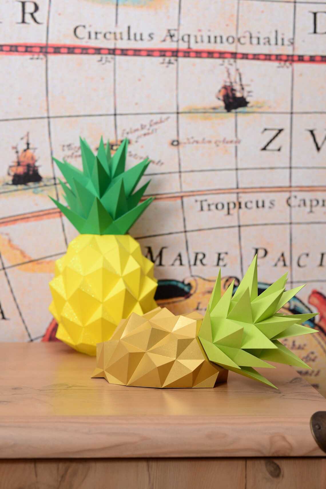 Papercraft 3D PINEAPPLE SET Pepakura Fruit Low Polygonal Paper - Etsy