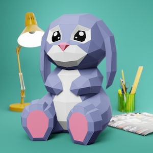 Papercraft 3d RABBIT BUNNY BIG 3D Low Poly Paper Sculpture Diy Gift ...