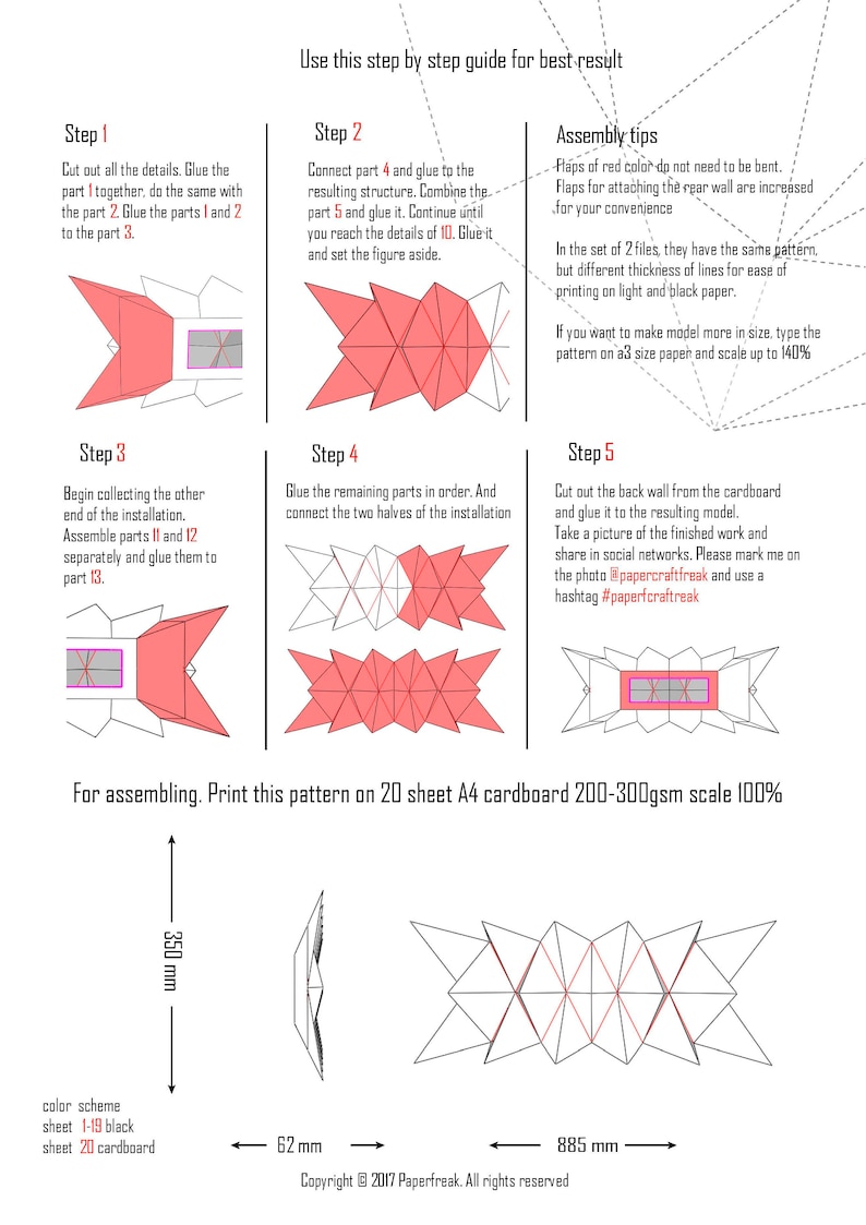 Papercraft 3D SPIKES INSTALLATION Acoustic Panel Pepakura PDF | Etsy