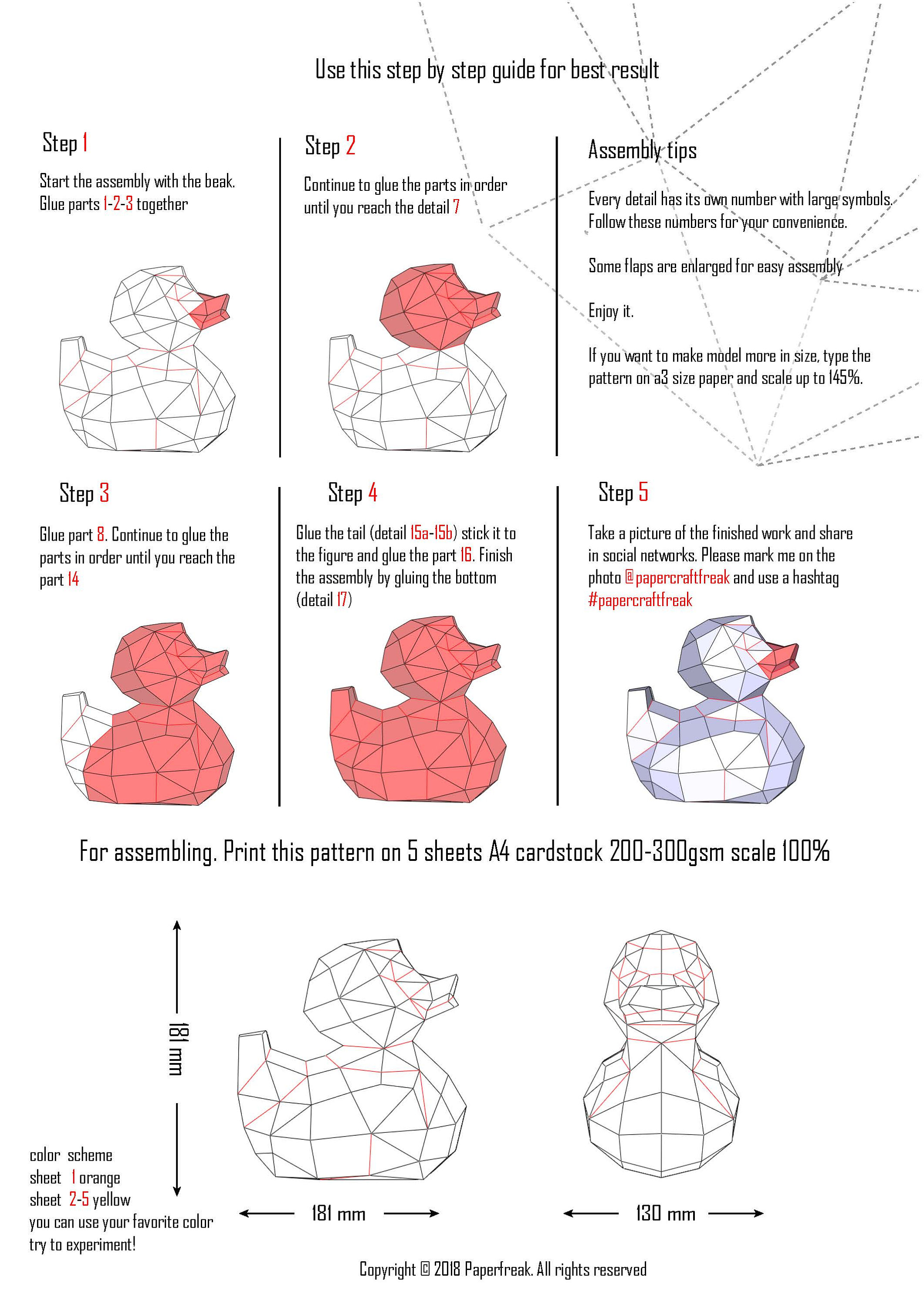 Papercraft 3D DUCK TOY Low Poly Paper Sculpture DIY Gift Decor - Etsy