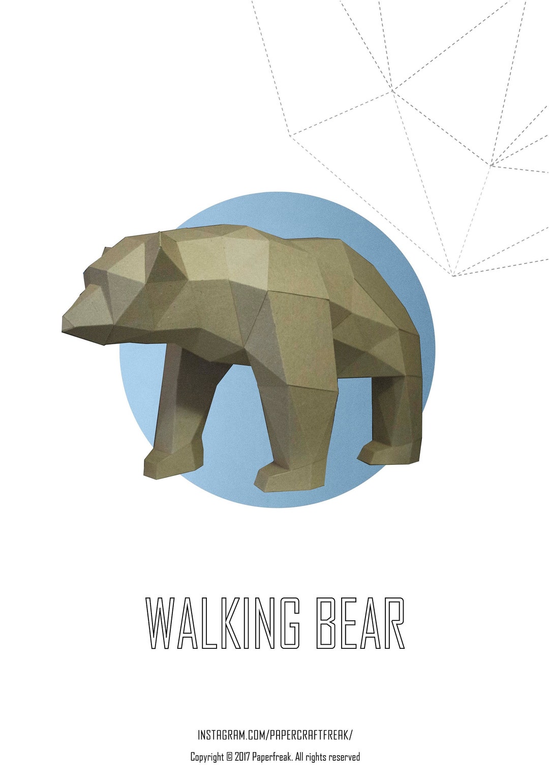 Papercraft 3D WALKING BEAR FIGURE Pepakura Pdf Template Low Polygonal ...