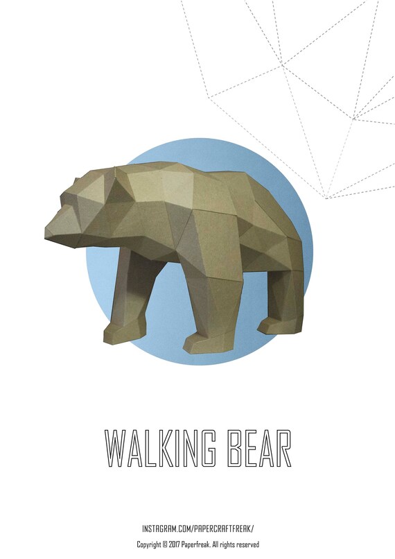 Papercraft 3D WALKING BEAR FIGURE Pepakura Pdf Template Low - Etsy