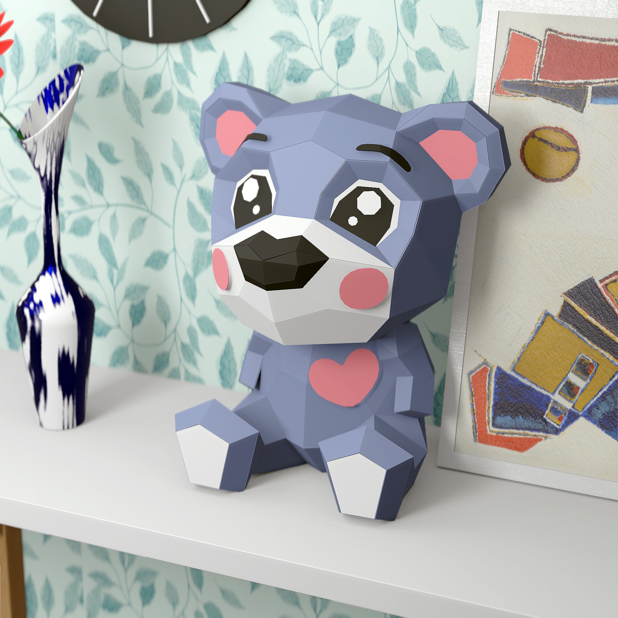 Papercraft 3D CARTOON TOY BEAR Low Poly Paper Sculpture Diy - Etsy