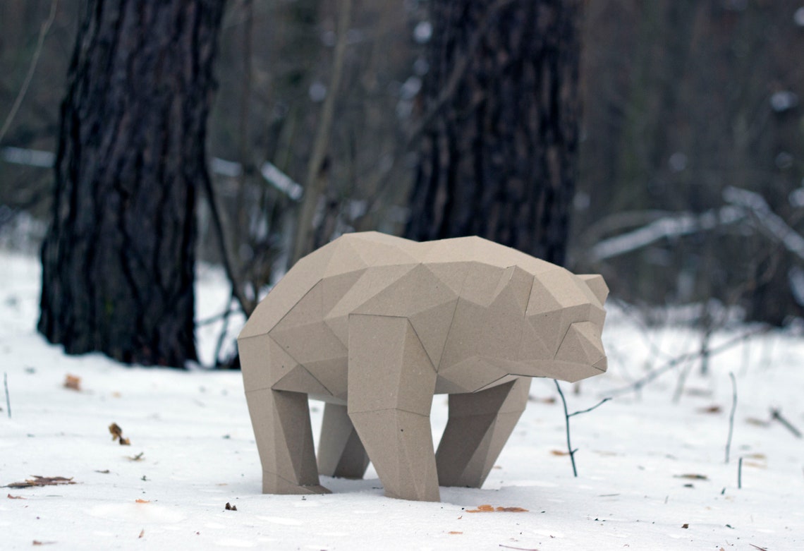 Papercraft 3D WALKING BEAR FIGURE Pepakura Pdf Template Low - Etsy