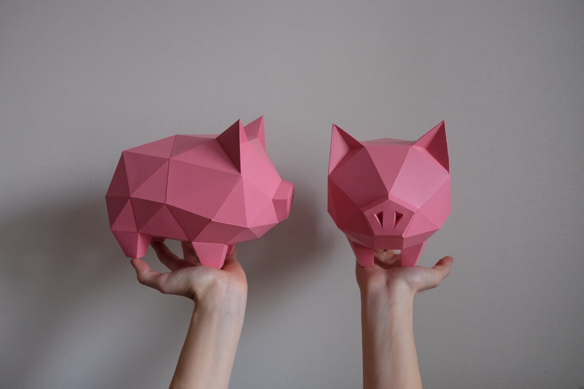 Papercraft 3D SMALL PIG Sculpture Piggy Bank Money Box | Etsy