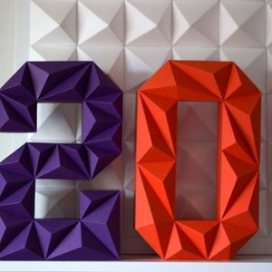 Papercraft 3D TWO 2 NUMBER Birthday Party Decor Pepakura Low Poly Paper ...