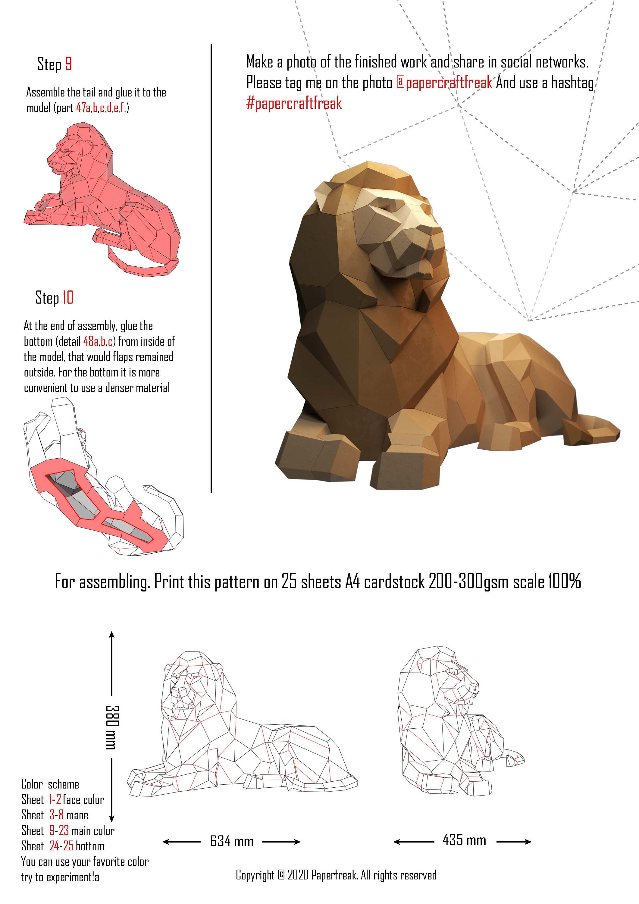Papercraft 3D BIG LYING LION Low Poly Paper Sculpture Diy Gift - Etsy