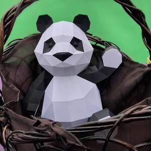 Papercraft 3D PANDA BEAR TOY Figure Pepakura Low Poly Paper Sculpture ...