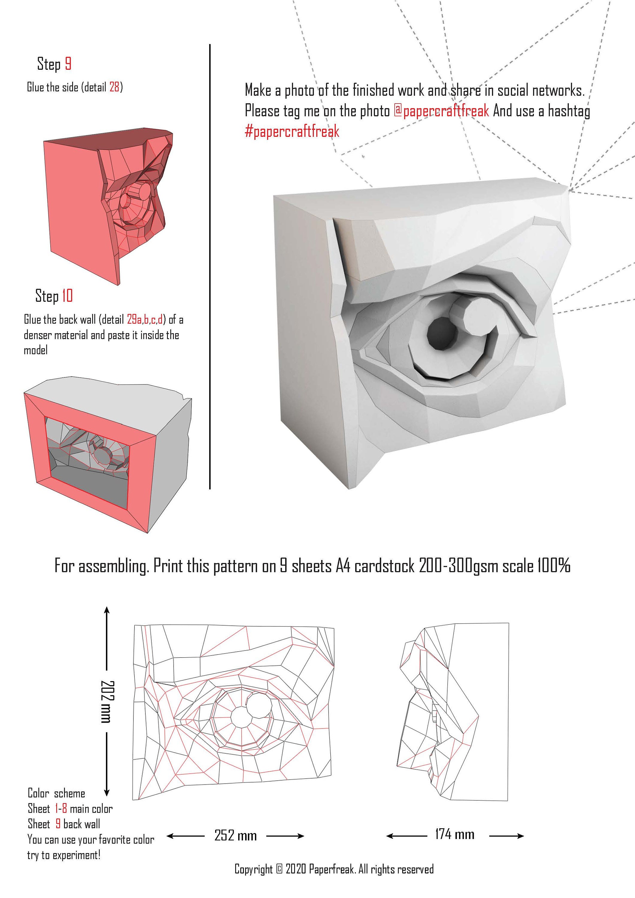 Papercraft 3D EYE SCULPTURE Left and Right Pepakura Low - Etsy