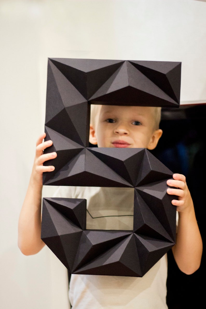 Papercraft 3D FIVE 5 NUMBER Birthday Party Decor Pepakura Low - Etsy