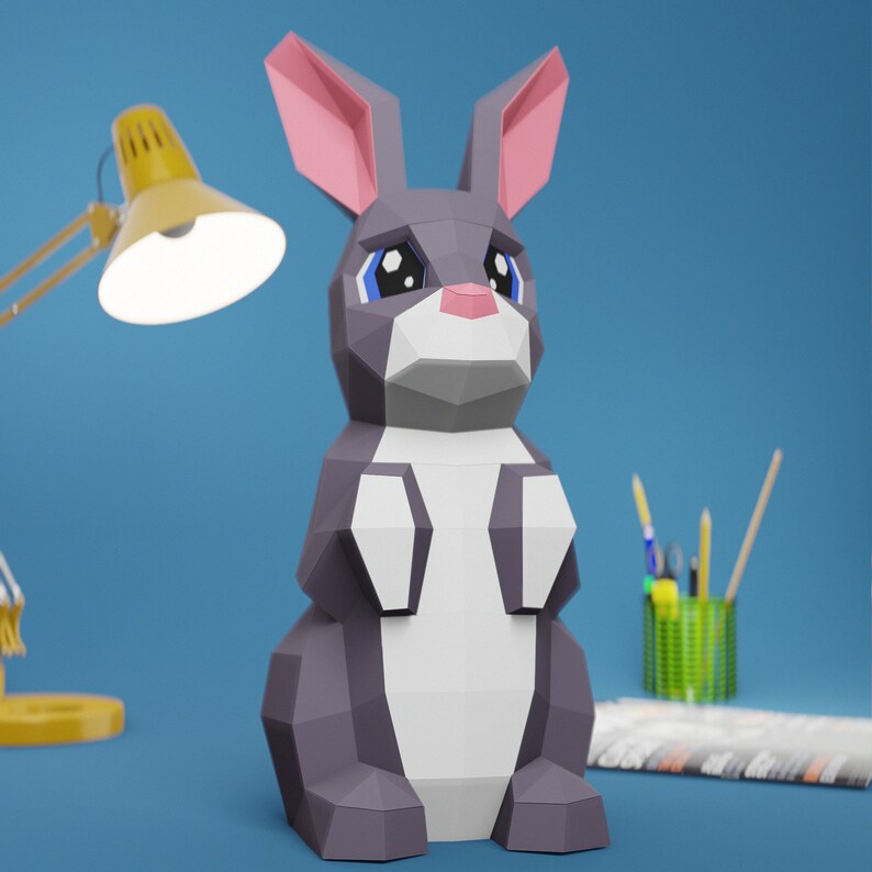 Papercraft 3d CUTE RABBIT BUNNY 3D Low Poly Paper Sculpture - Etsy