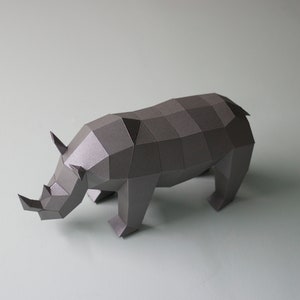 Papercraft 3D RHINOCEROS Low Poly Paper Sculpture DIY Gift Decor Cute ...