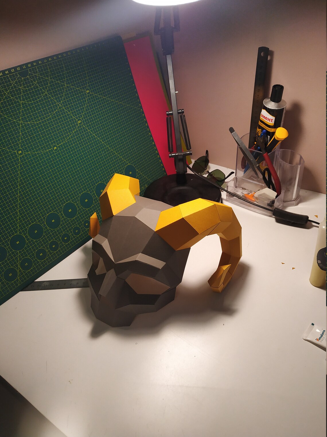 Papercraft 3D HORNED SKULL Half MASK 2 Halloween Demon - Etsy