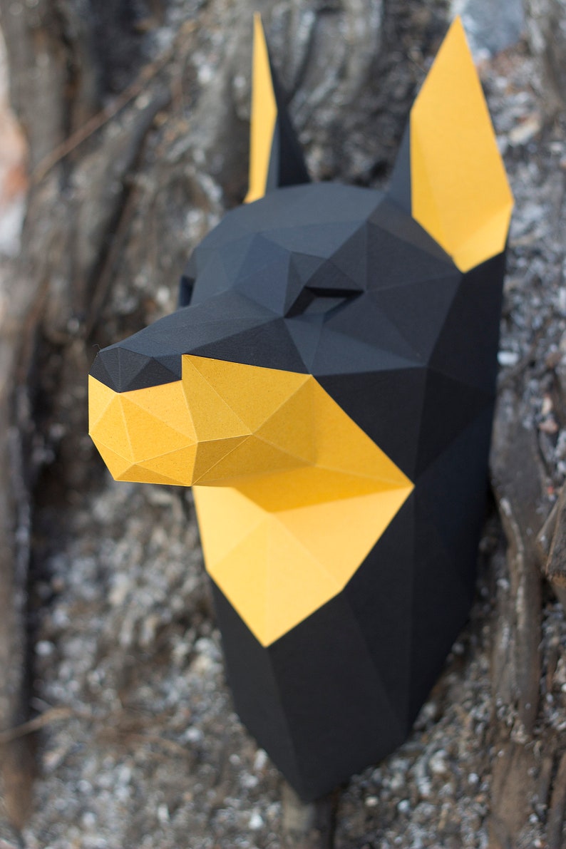 Papercraft 3d DOBERMAN DOG HEAD Low Poly Paper Sculpture Diy | Etsy