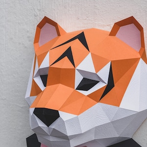 Papercraft 3D TIGER in SUIT Pepakura Low Poly Paper Cat Kitty Sculpture ...