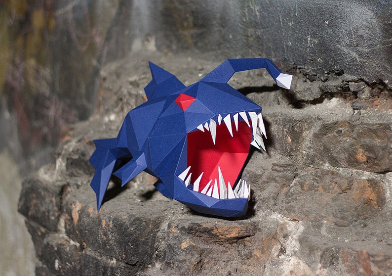 Papercraft ANGLER FISH 3D Pepakura Sea Creatures Paperfreak - Etsy