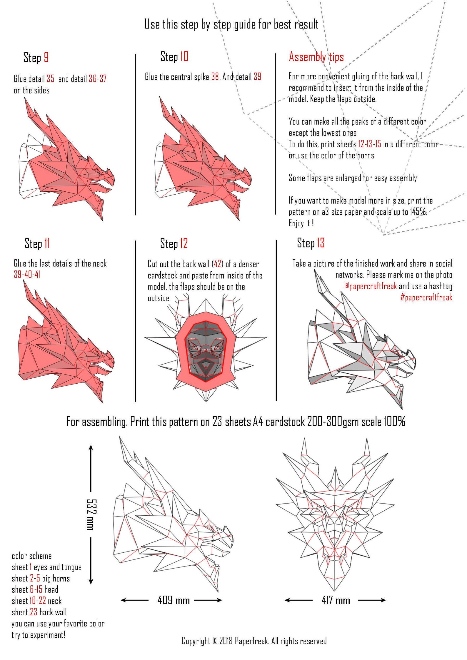 Papercraft 3d DRAGON Sculpture Pepakura Skyrim SMAUG From the Lotr or ...