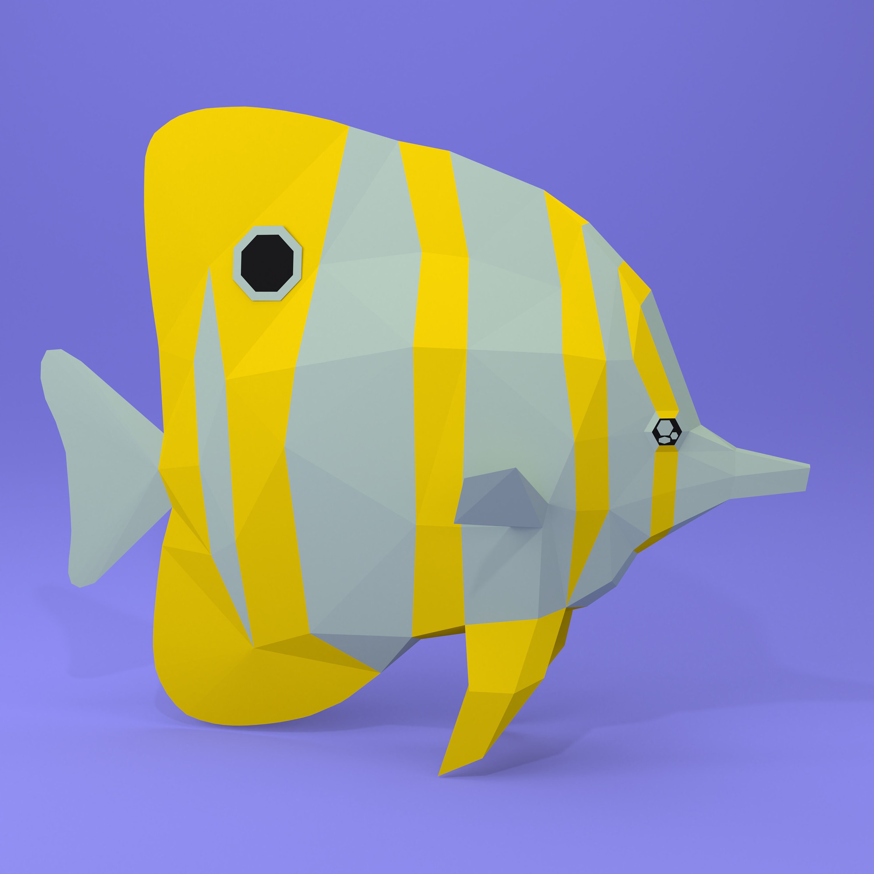 Papercraft BUTTEFLY FISH 3D Pepakura Sea Creatures Paperfreak - Etsy Canada