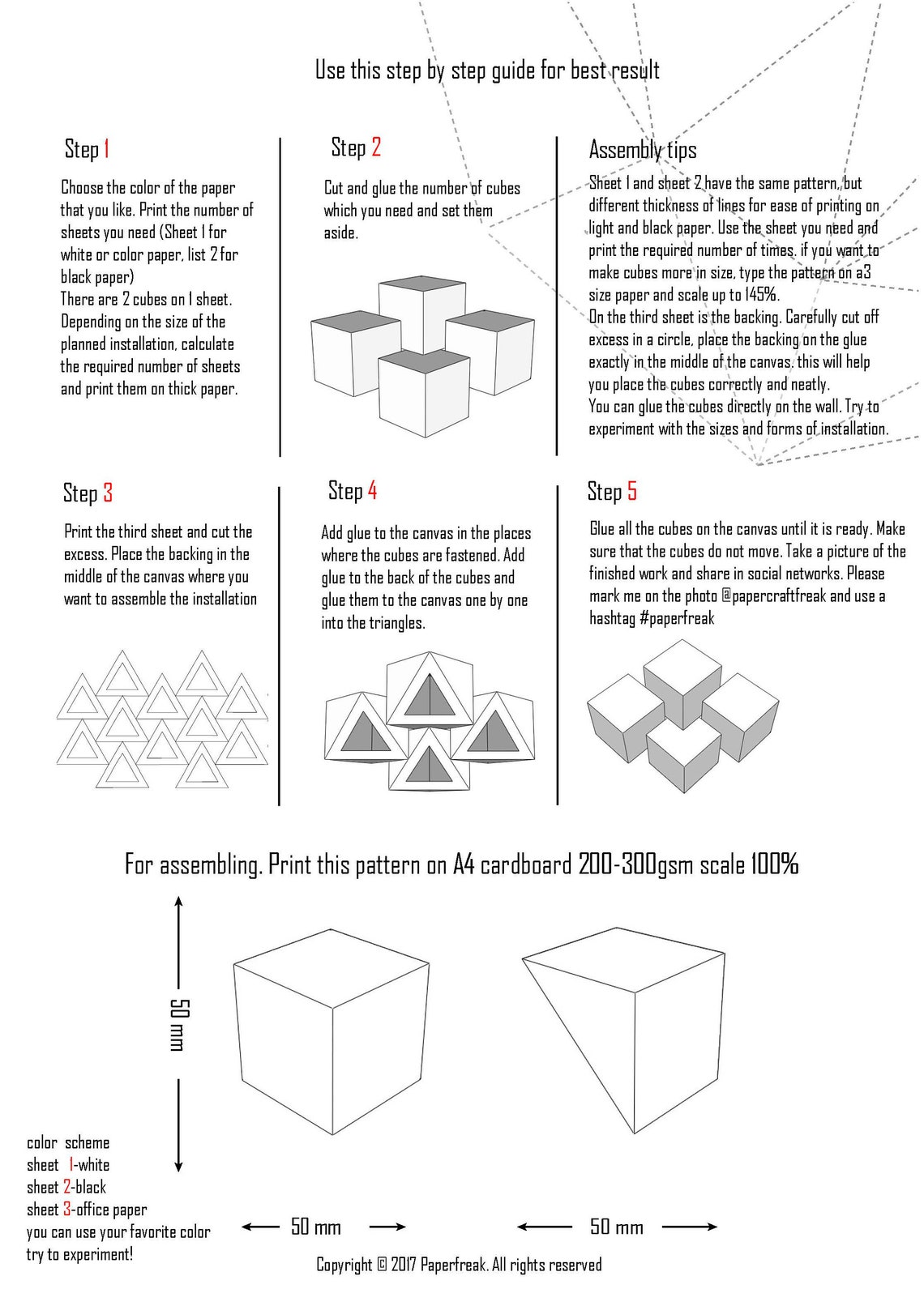 Papercraft 3D CUBIC INSTALLATION Pepakura PDF Template Low - Etsy