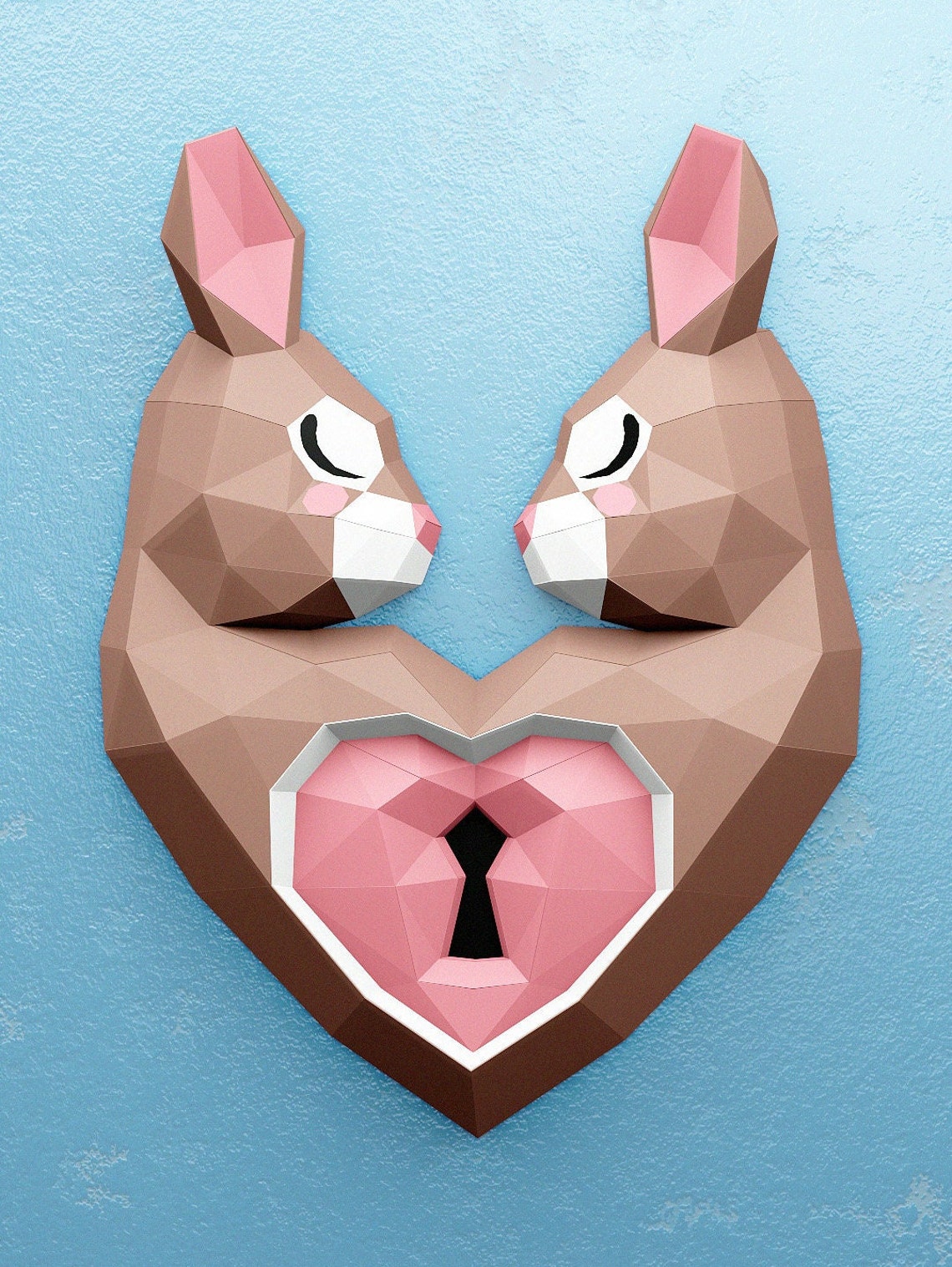 Papercraft 3d RABBIT BUNNY HEART 3D Low Poly Paper Sculpture - Etsy