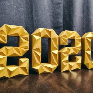 Papercraft 3D TWO 2 NUMBER Birthday Party Decor Pepakura Low Poly Paper ...