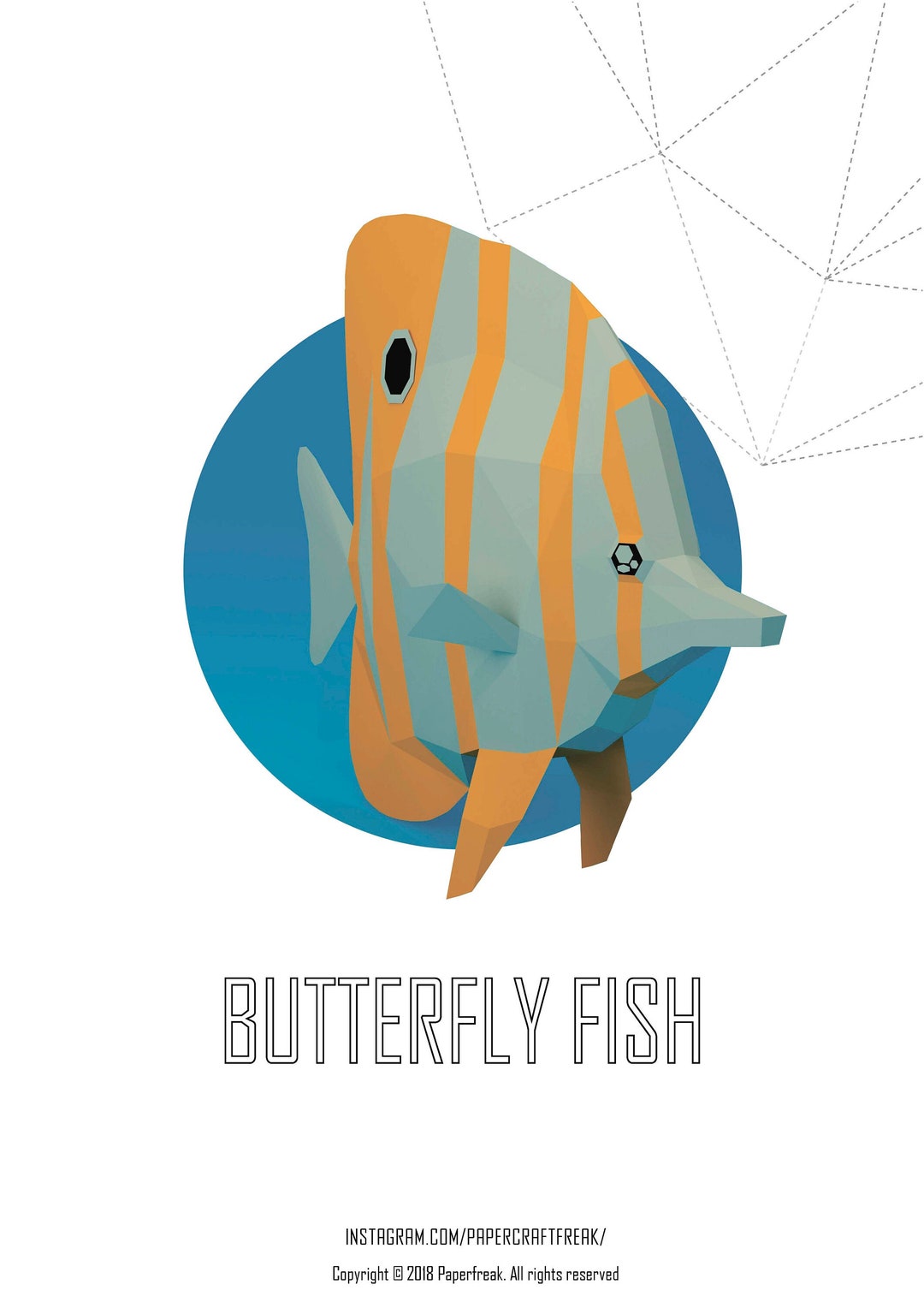 Papercraft BUTTEFLY FISH 3D Pepakura Sea Creatures Paperfreak Low Poly ...