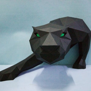 Papercraft 3D BLACK PANTHER Out of Wall Head LION Wild Cat or Tiger ...