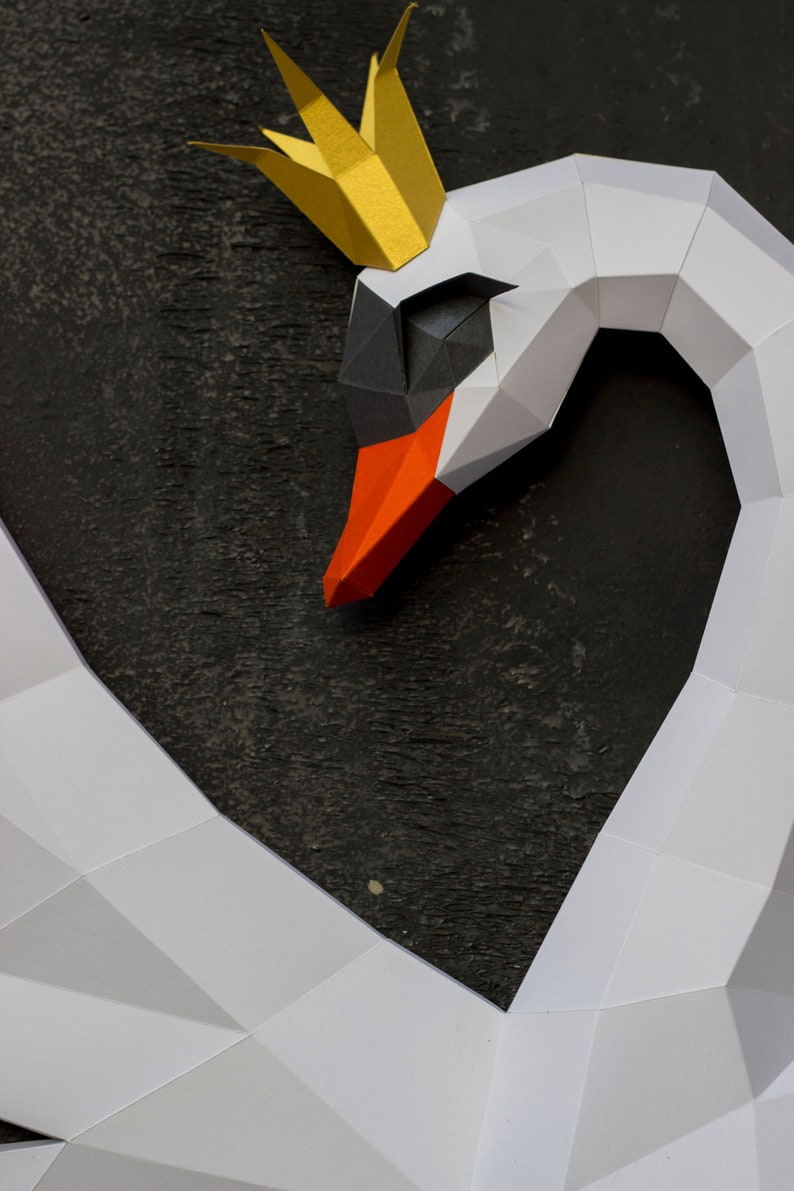 Papercraft 3D SWAN WITH CROWN mirror Version Pepakura Pdf | Etsy