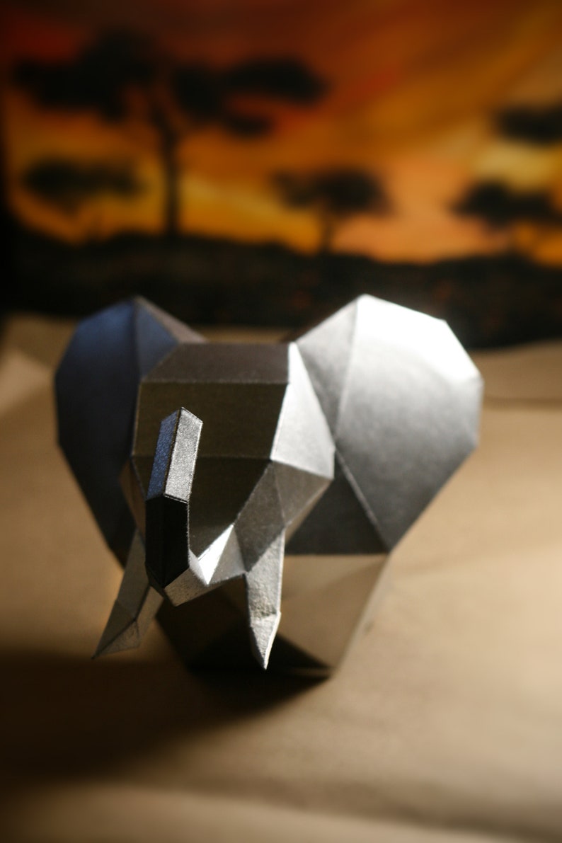Papercraft 3d SMALL ELEPHANT HEAD Paper Sculpture Diy Gift Low - Etsy