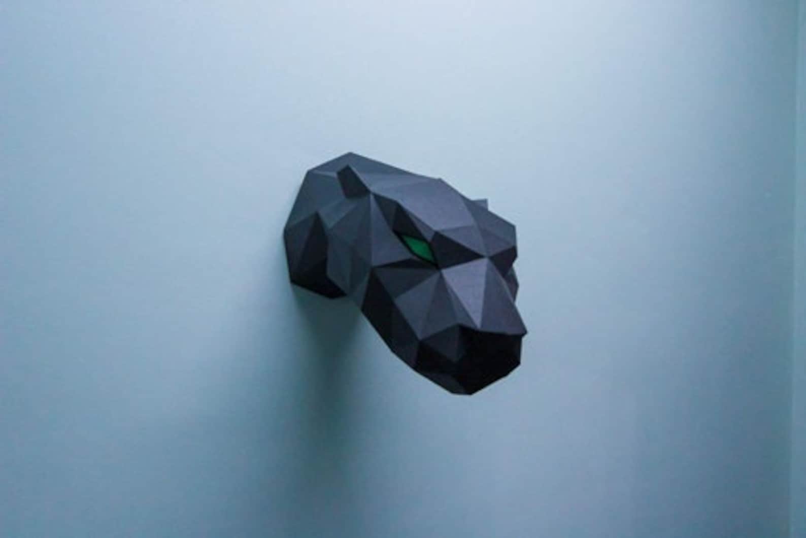 Papercraft 3D BLACK PANTHER Head LION Wild Cat or Tiger - Etsy