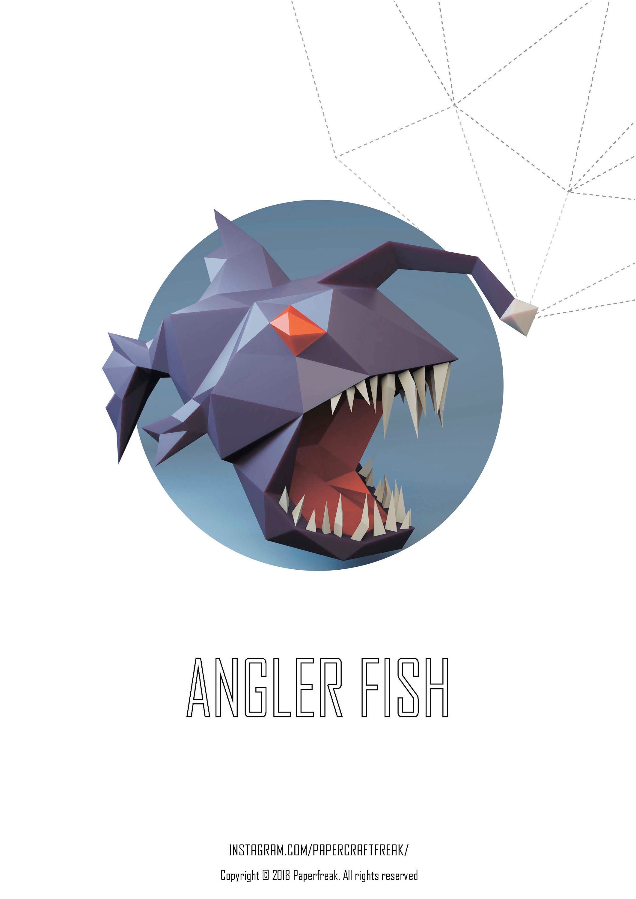 Papercraft ANGLER FISH 3D Pepakura Sea Creatures Paperfreak - Etsy ...