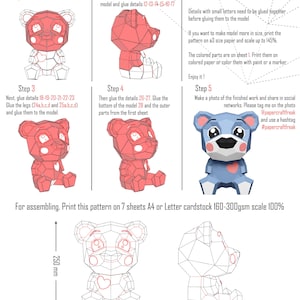 Papercraft 3D CARTOON TOY BEAR Low Poly Paper Sculpture Diy Gift Decor ...