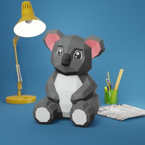 Papercraft 3D BABY KOALA TOY Pepakura Low Poly Paper Sculpture Diy Gift ...