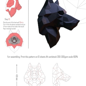 Papercraft 3D WOLF HEAD New Low Poly Paper Sculpture Diy Gift Decor for ...