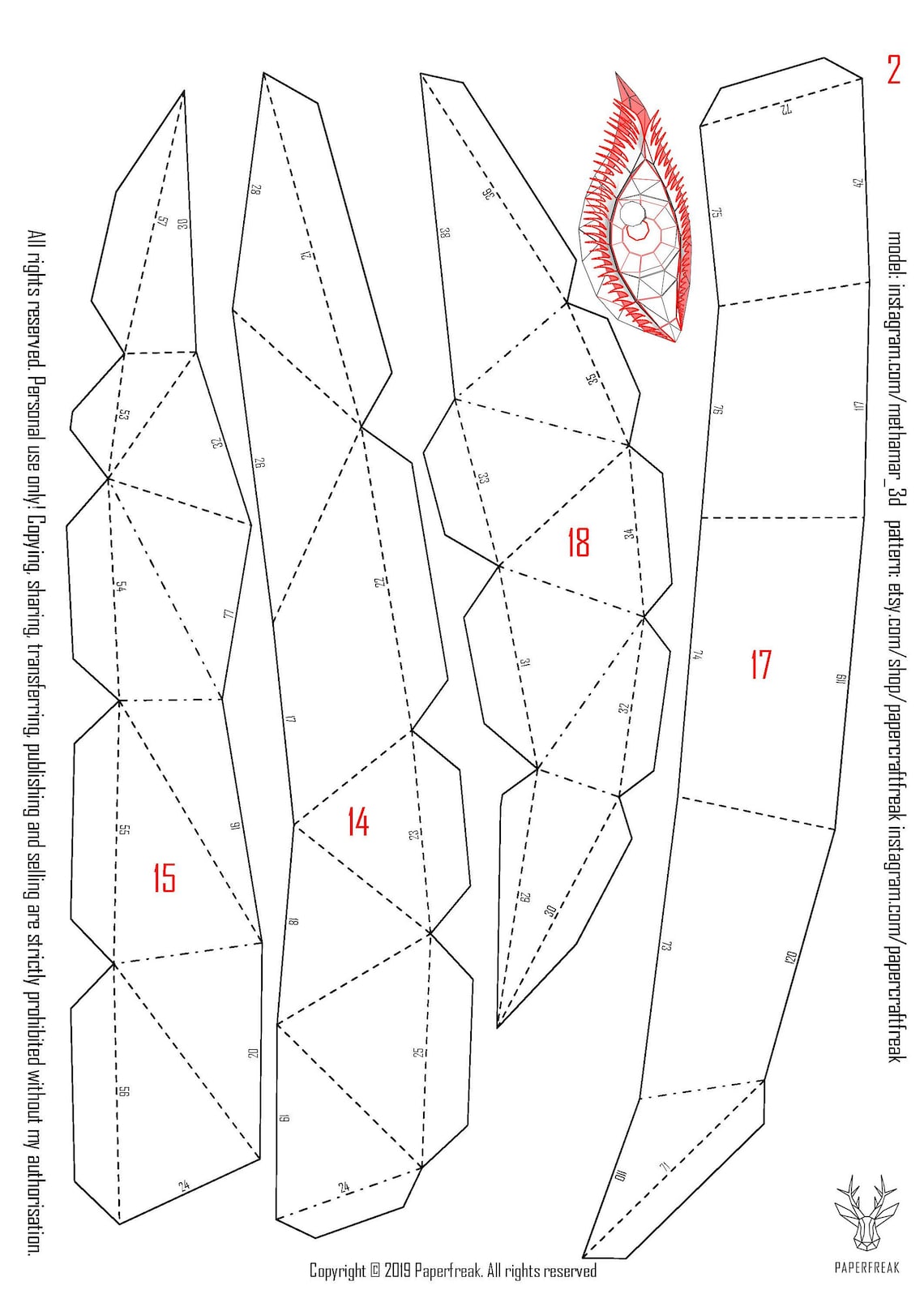Papercraft 3D MAKEUP SMOKEY EYE Pepakura Low Polygonal Paper - Etsy