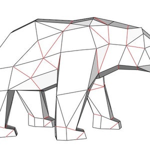 Papercraft 3D WALKING BEAR FIGURE Pepakura Pdf Template Low Polygonal ...