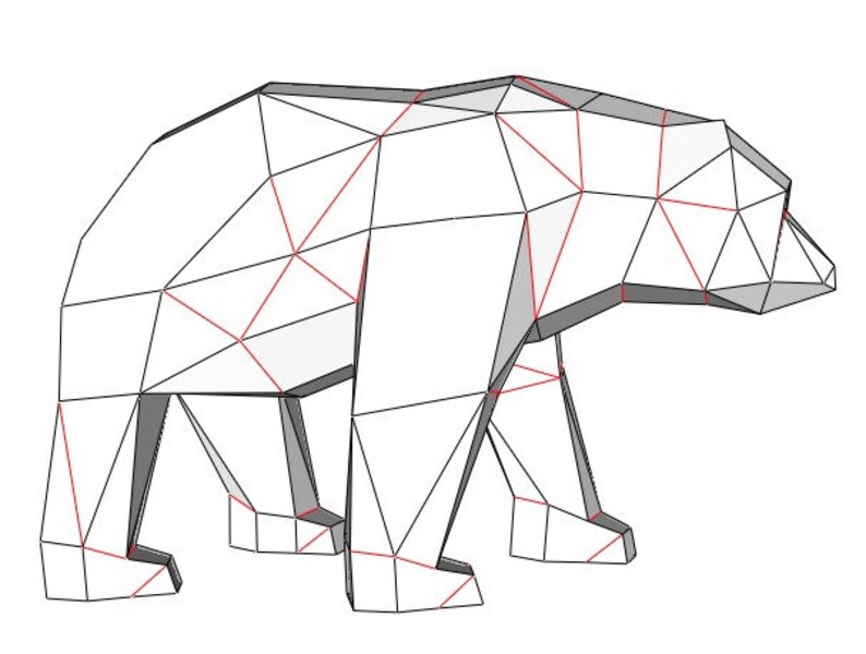 Papercraft 3D WALKING BEAR FIGURE Pepakura Pdf Template Low - Etsy